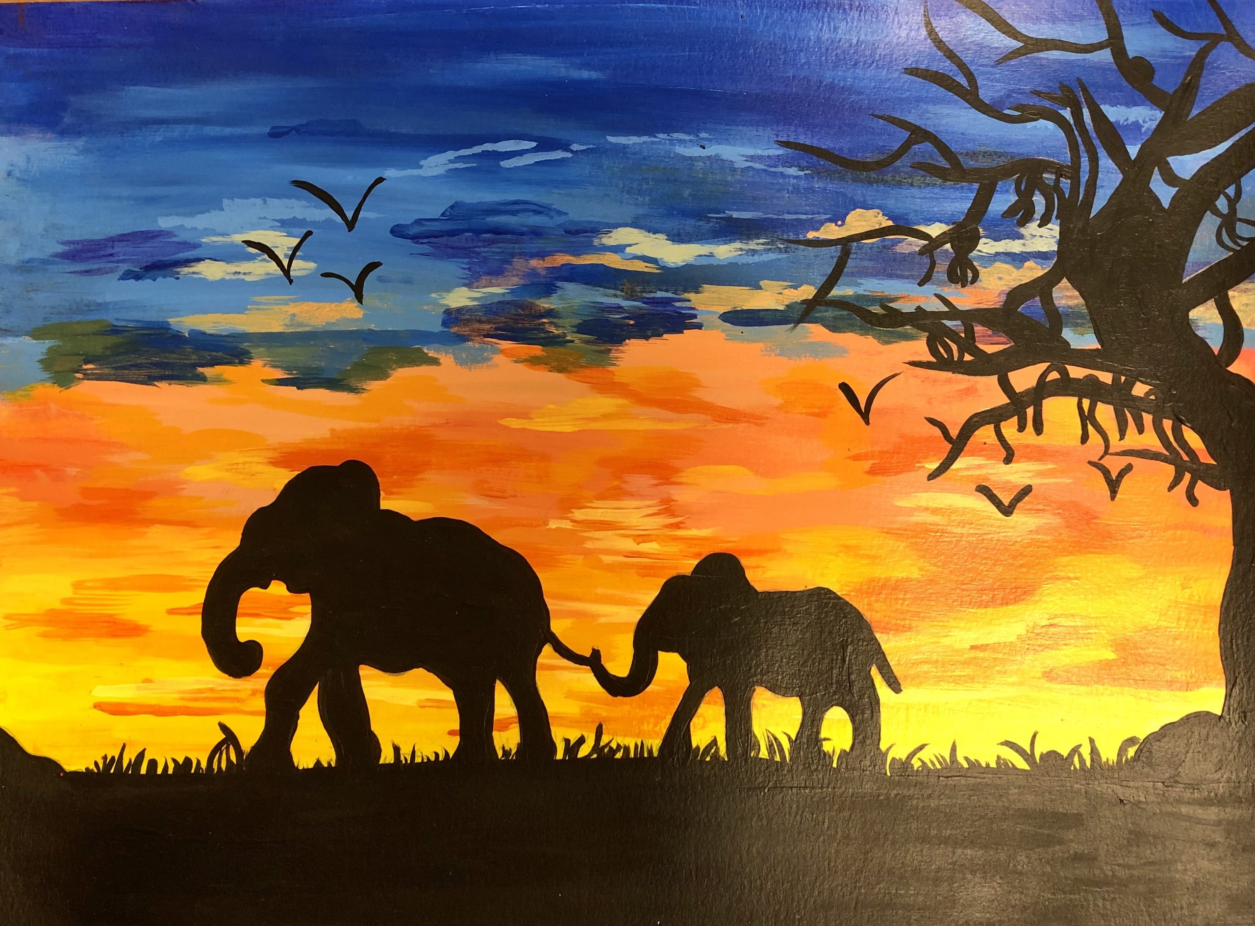 KHS Art Foundations students recently finished their Sunset Silhouette ...